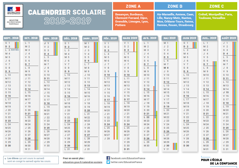 Calendrier Scolaire – Ecole Primaire Joliot CURIE